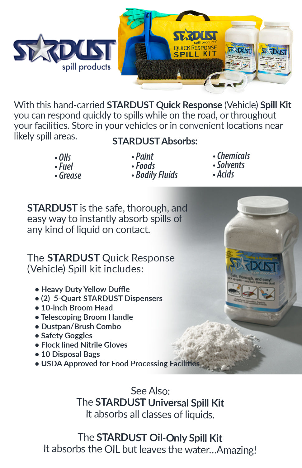 STARDUST Quick Response (Vehicle) Spill Kit (Part No. D710)